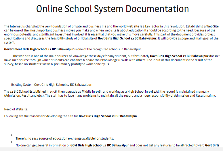 Online School Management System Final Project Documentation