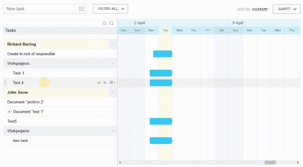 Bitrix24 customization example - tasks list grouping by responsible person