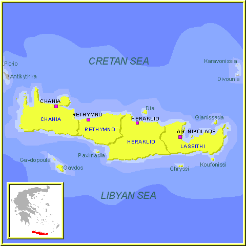 Crete Map Geographic City | Greece Map Provincial City