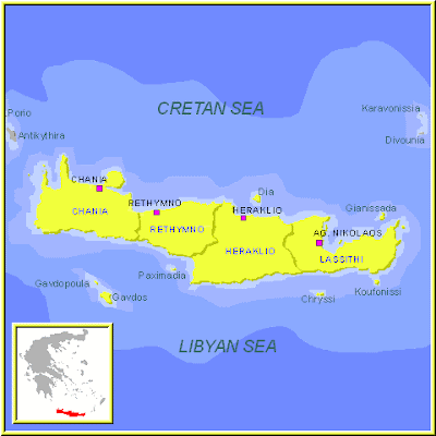 Crete Map Geographic City | Greece Map Provincial City