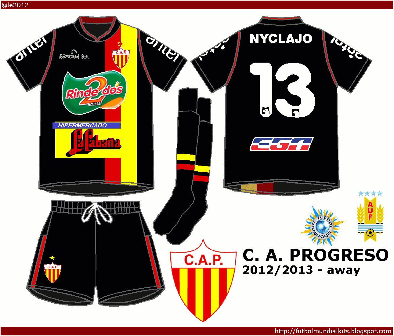 Fútbol Mundial Kits - Uruguay: C. A. Progreso - 2012/2013 (home y away)
