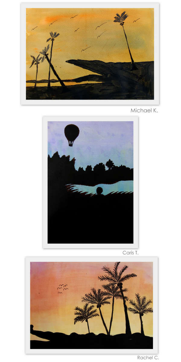 The New Hope Art Gallery: Middle School Art: Watercolor and Ink Silhouettes