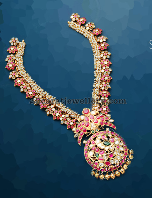 Ruby Small Pearls Antique Set - Jewellery Designs