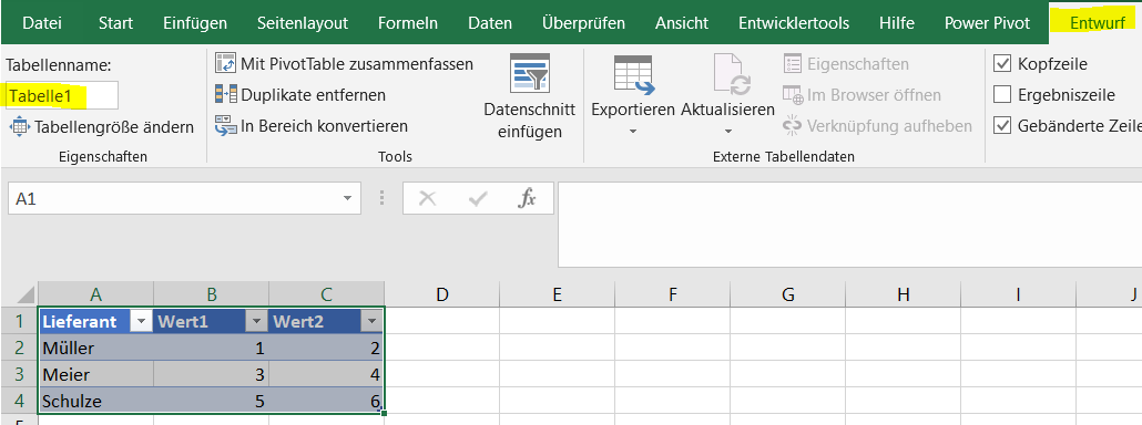 Excel VBA Table Object, Bereiche und Funktionen