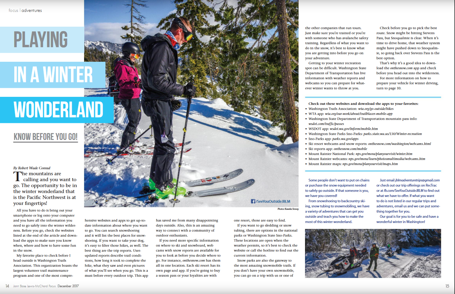 JBLM Outdoor Recreation: Focus Articles