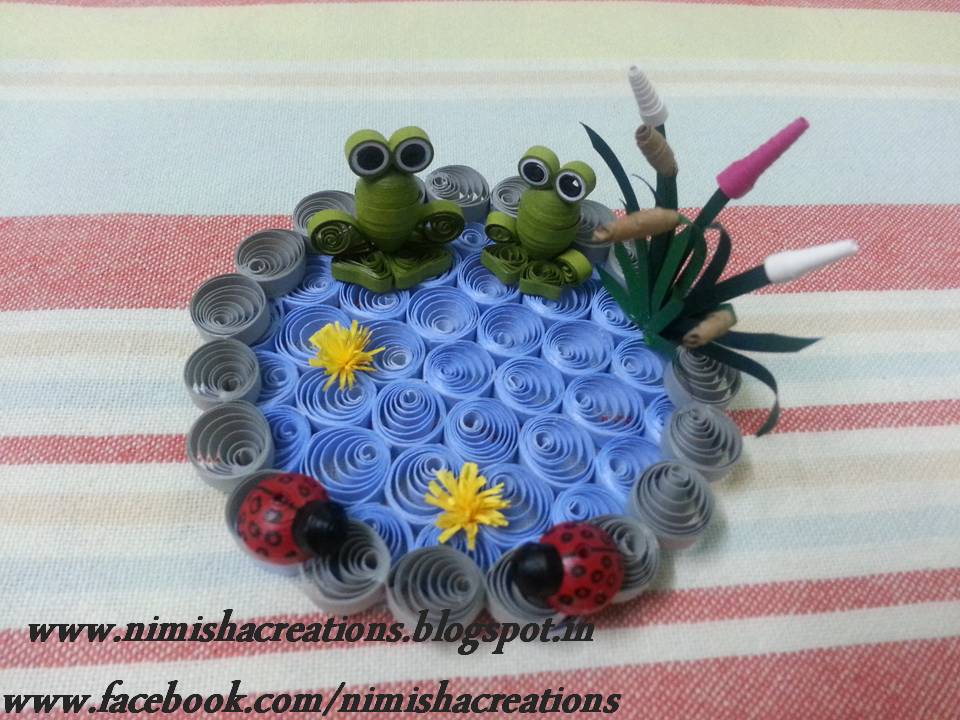 Nimisha's Creations: Frogs in a pond - miniature 3D quilling