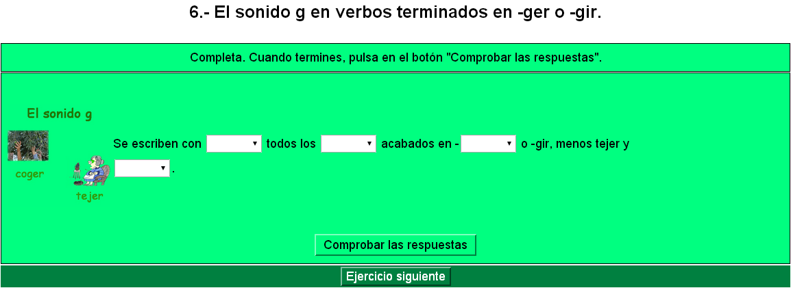 Las TIC en Primaria: VERBOS TERMINADOS EN -GER, -GIR / PALABRAS QUE ...