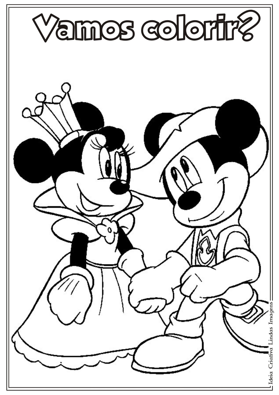 Desenho da Minnie e do Mickey para colorir