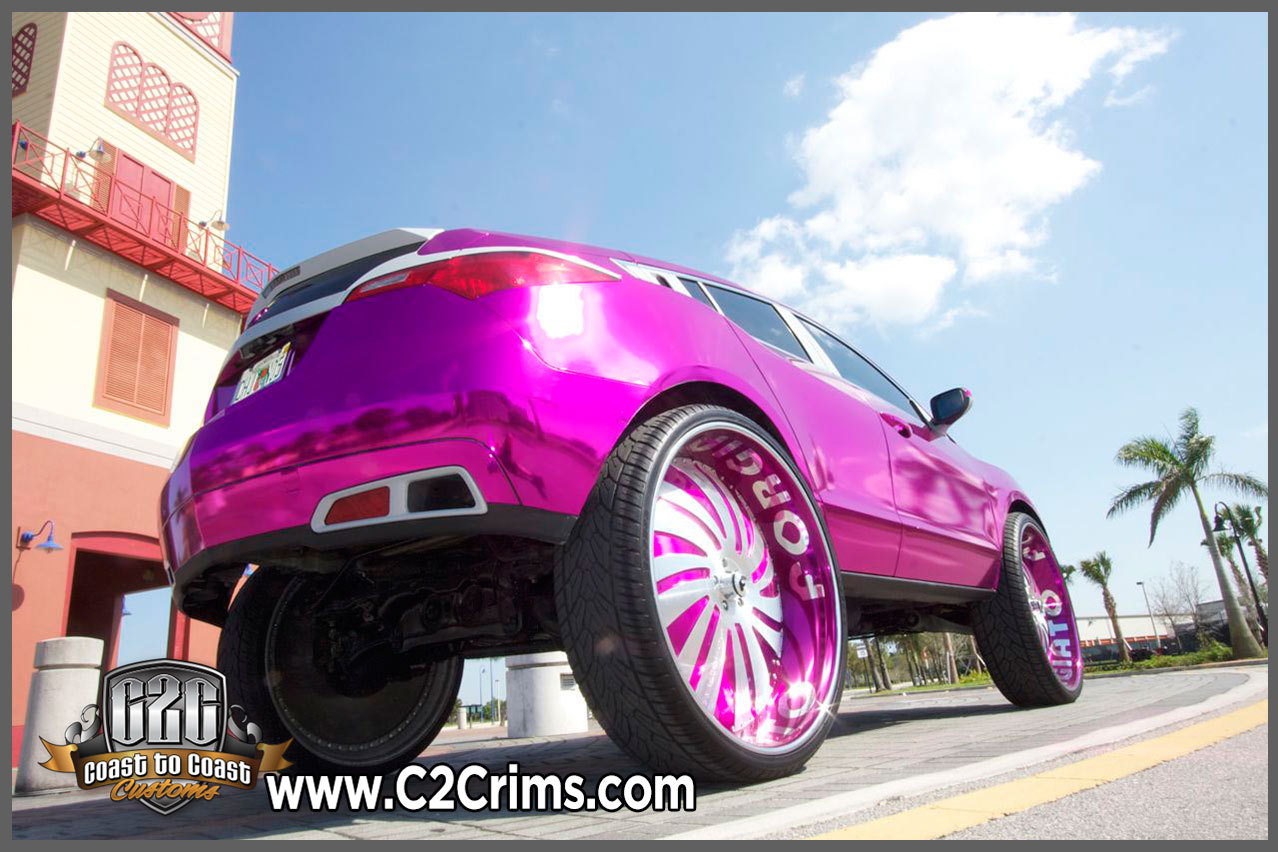 C2C Rims: Acura ZDX on 32" Forgiato Wheels Pink Chrome Wrap