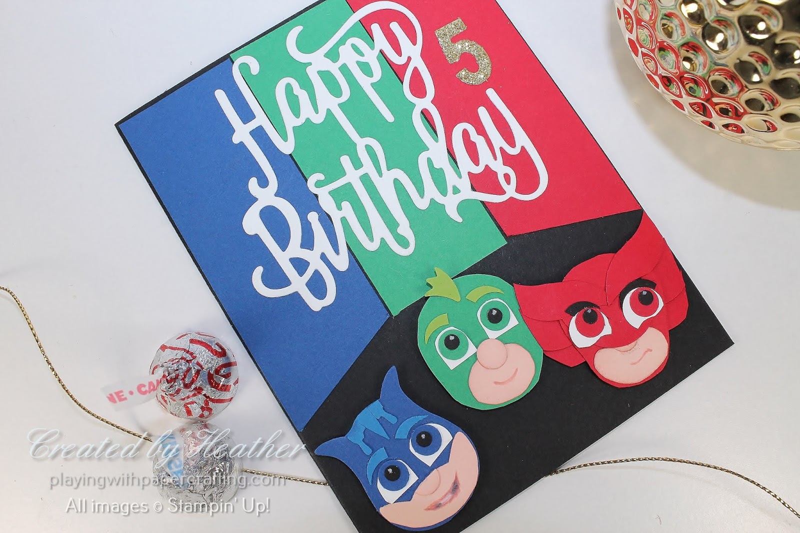 Playing with Papercrafting: PJ Masks Punch Art Birthday Card