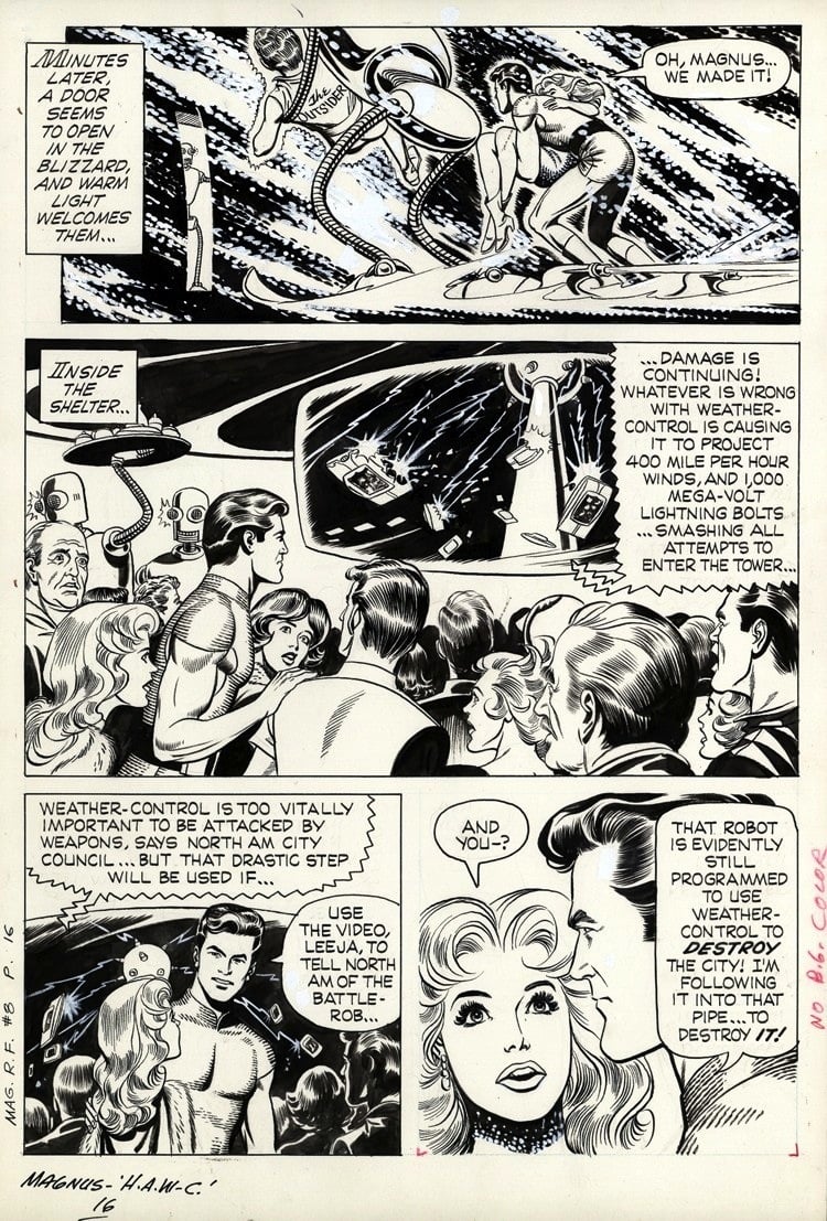 Russ Manning original art - Magnus Robot Fighter #16 page - Pencil Ink