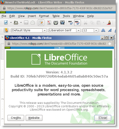 LibreOffice en el navegador web