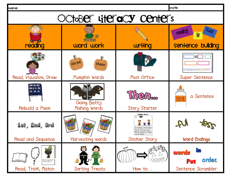 October Centers for Kindergarten (and 1st and 2nd) and a quick giveaway ...
