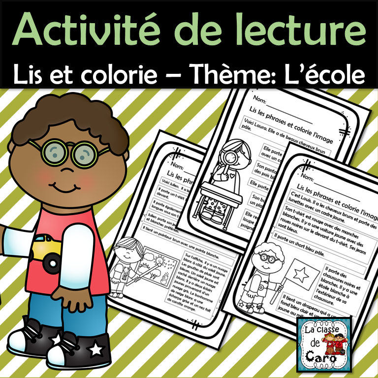 la classe de caro.: Activité de lecture Lis et colorie Thème – L’école