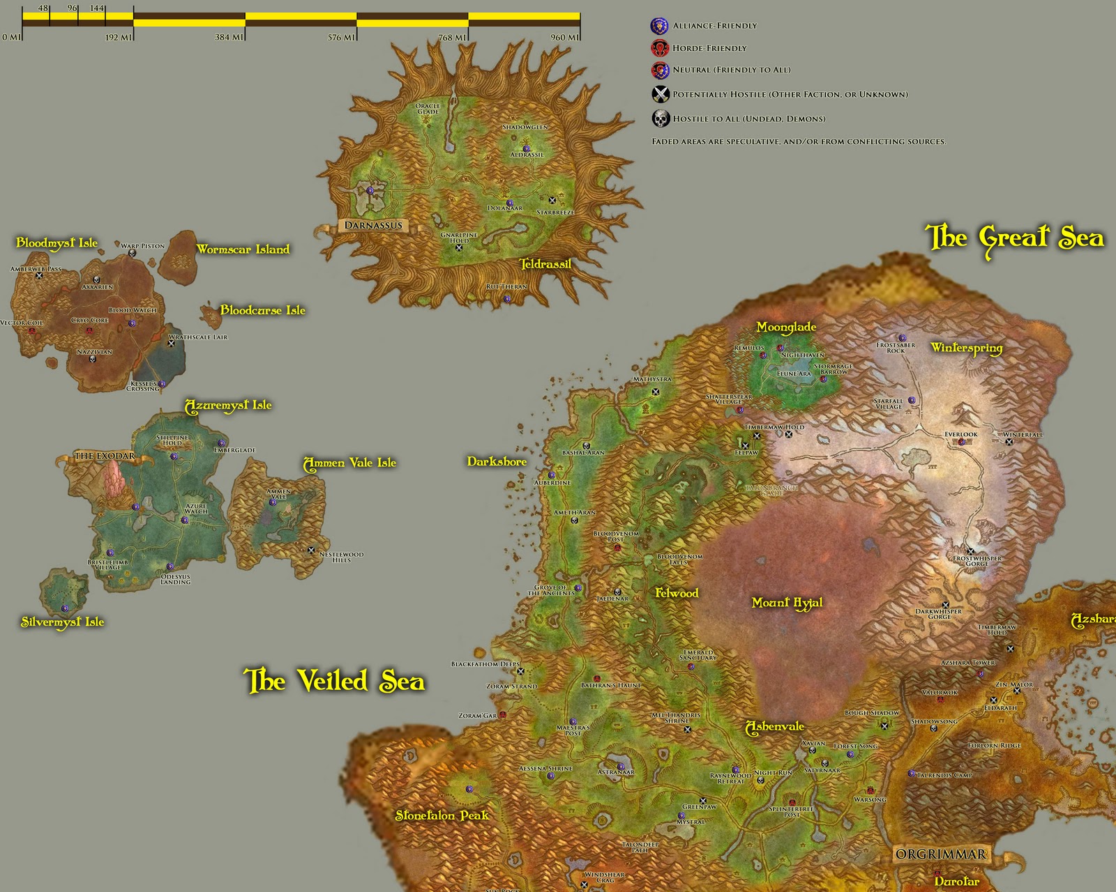 Tirisfalen: Mapas de Azeroth com Escala!