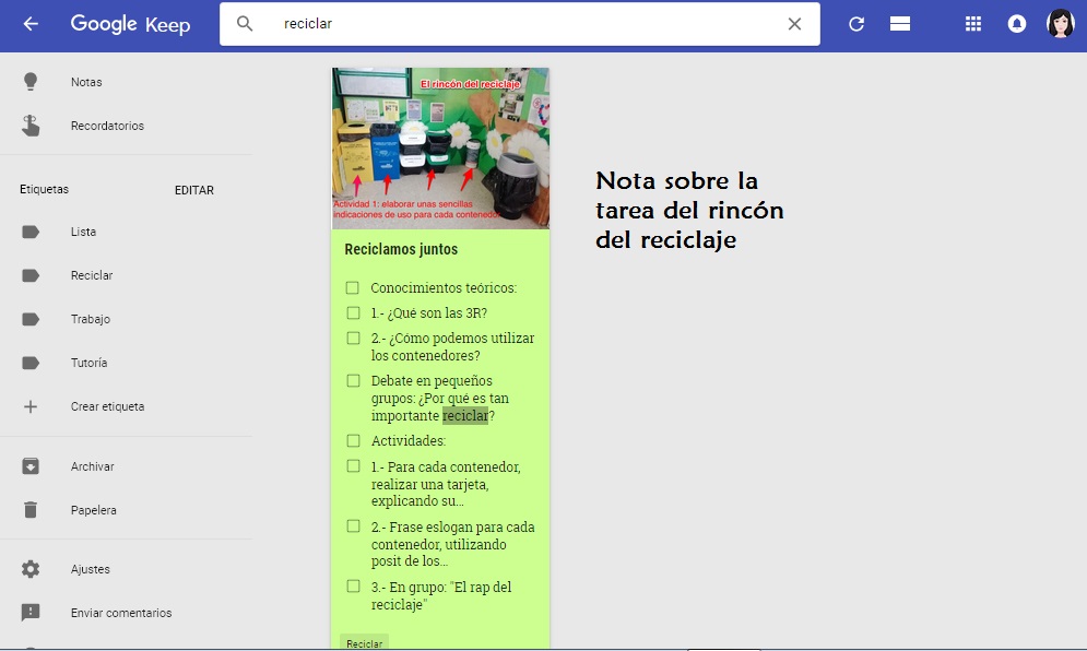 Learning Juncal: Recordando las tareas...notas en Google Keep