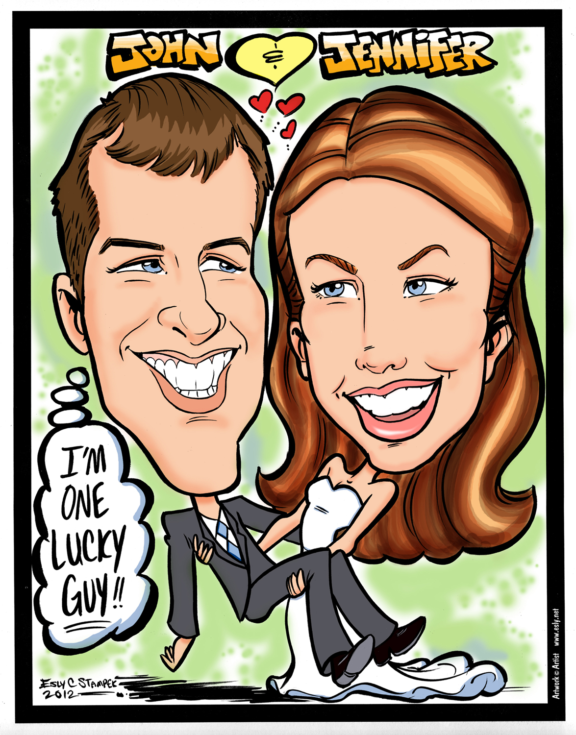 Esly's Sketch Blog: Anniversary Caricature - John & Jennifer Scott