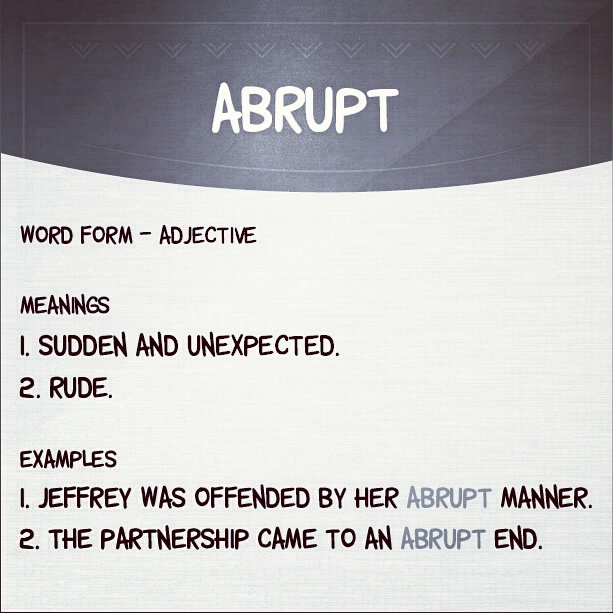 Abruptly Meaning
