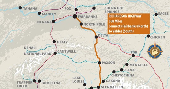 Maps of Alaska Roads By Bearfoot Guides: Map of Richardson Highway, Alaska
