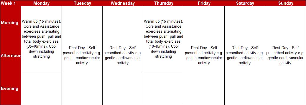Strength and Conditioning: Training Schedule