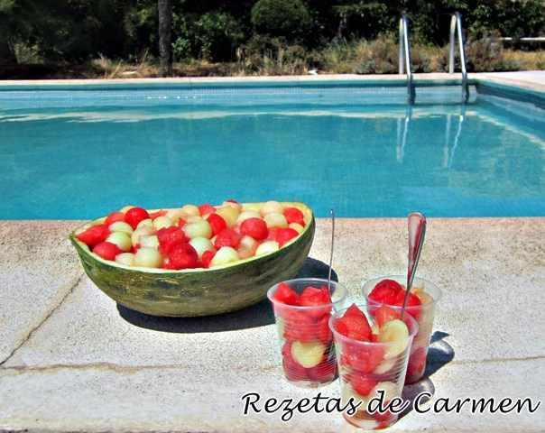 Macedonia o ensalada de frutas: sandía y melón