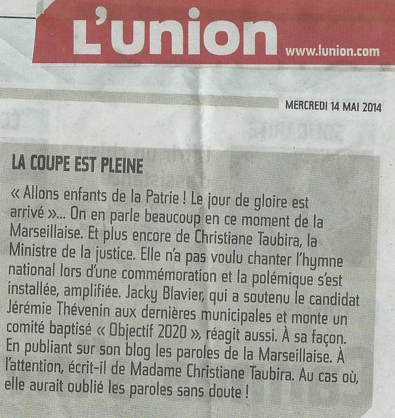 Le blog politique de Jacky Blavier: JOURNAL L'UNION DU 14 mai 2014