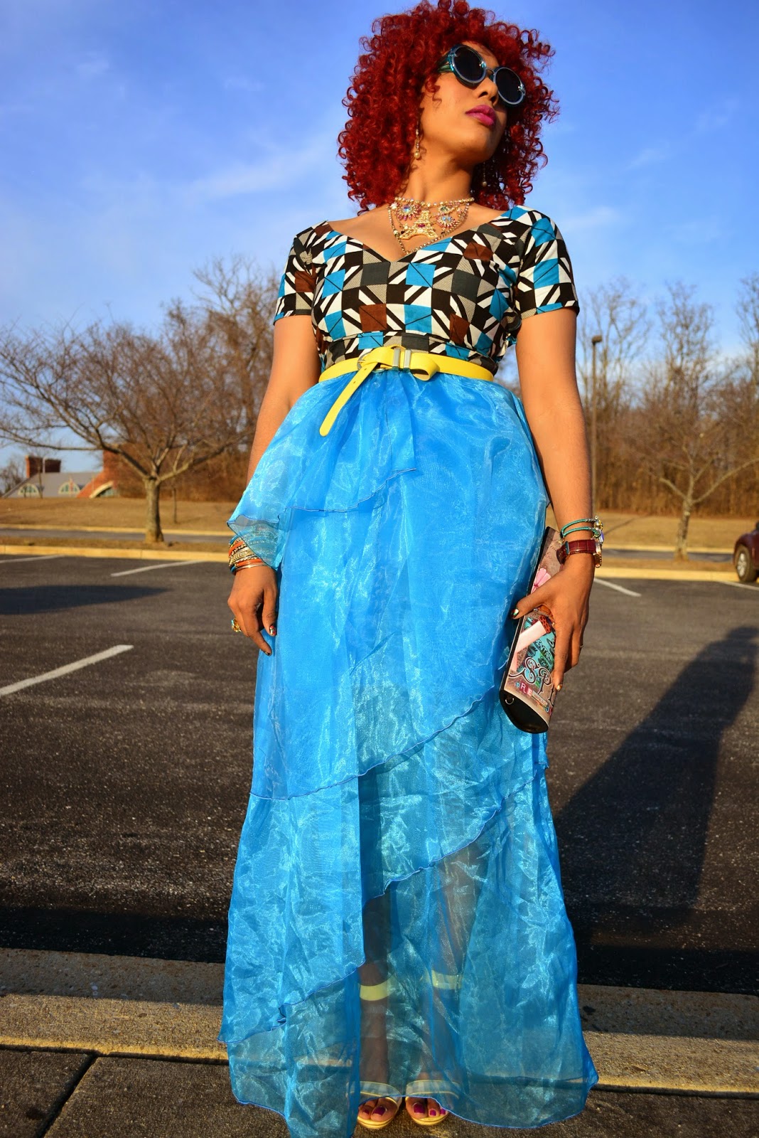 Milly styles : Ankara Blue Organza Dress