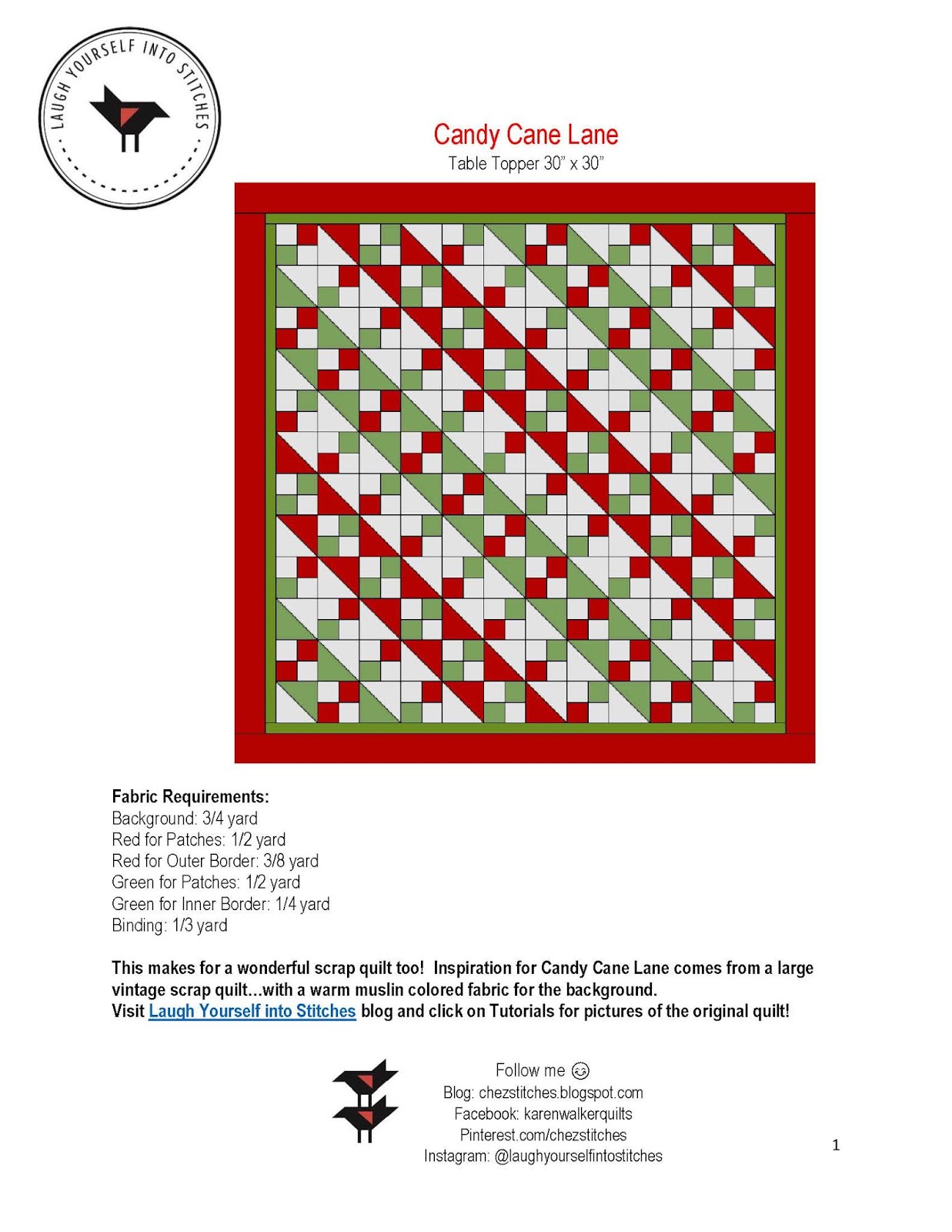 Laugh yourself into Stitches: Candy Cane Lane freebie quilt pattern