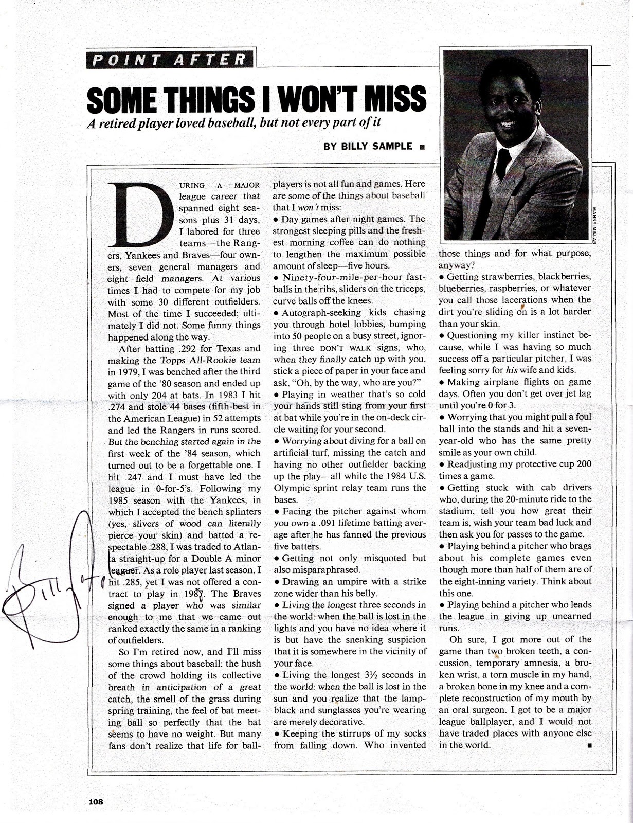 Daily Autograph: Billy Sample