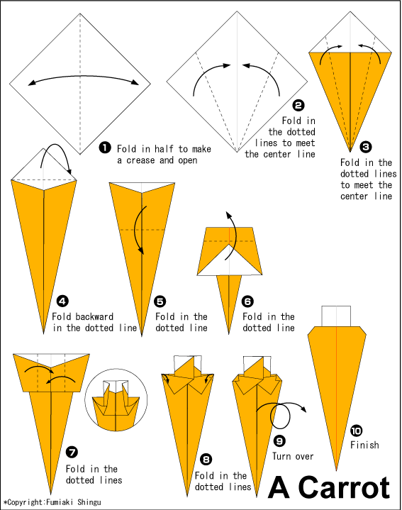 Carrot - Easy Origami instructions For Kids