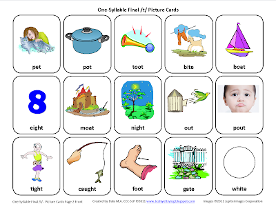 Testy yet trying: Final T: Free Speech Therapy Articulation Picture Cards