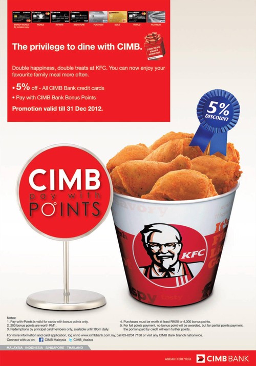A business hub for all: KFC - CIMB Bank cards points
