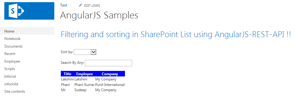 Filtering & Sorting using SharePoint online List with Angular JS & Rest ...