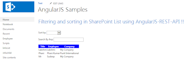 Filtering & Sorting using SharePoint online List with Angular JS & Rest API | SharePoint