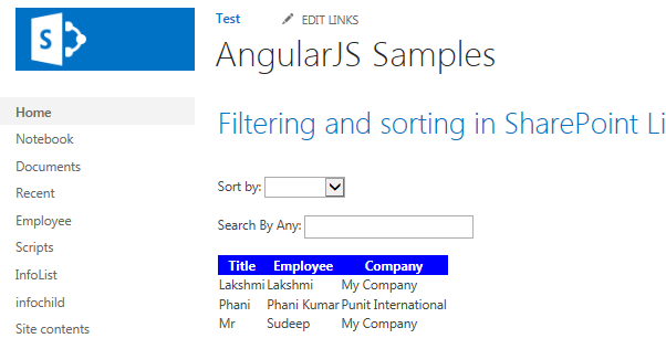 Filtering & Sorting using SharePoint online List with Angular JS & Rest API | SharePoint