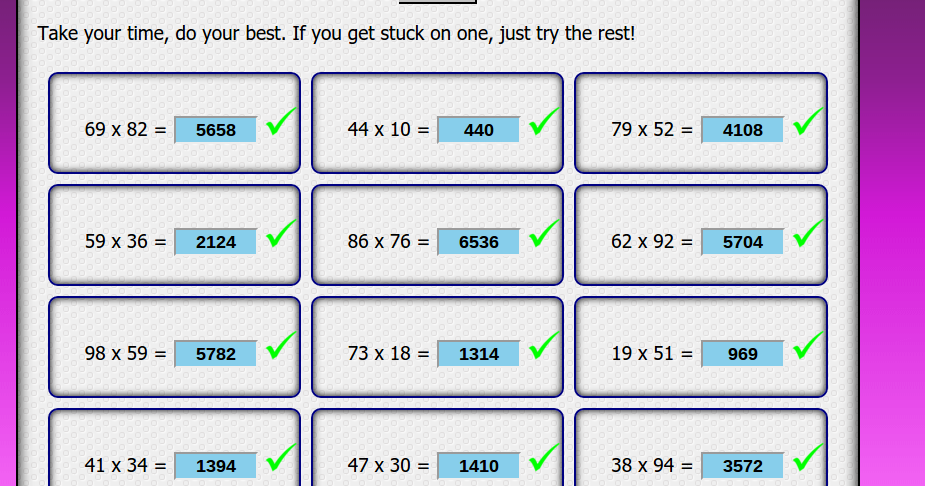 Ofa @ Panmure Bridge School: Transum - Basic Multiplication