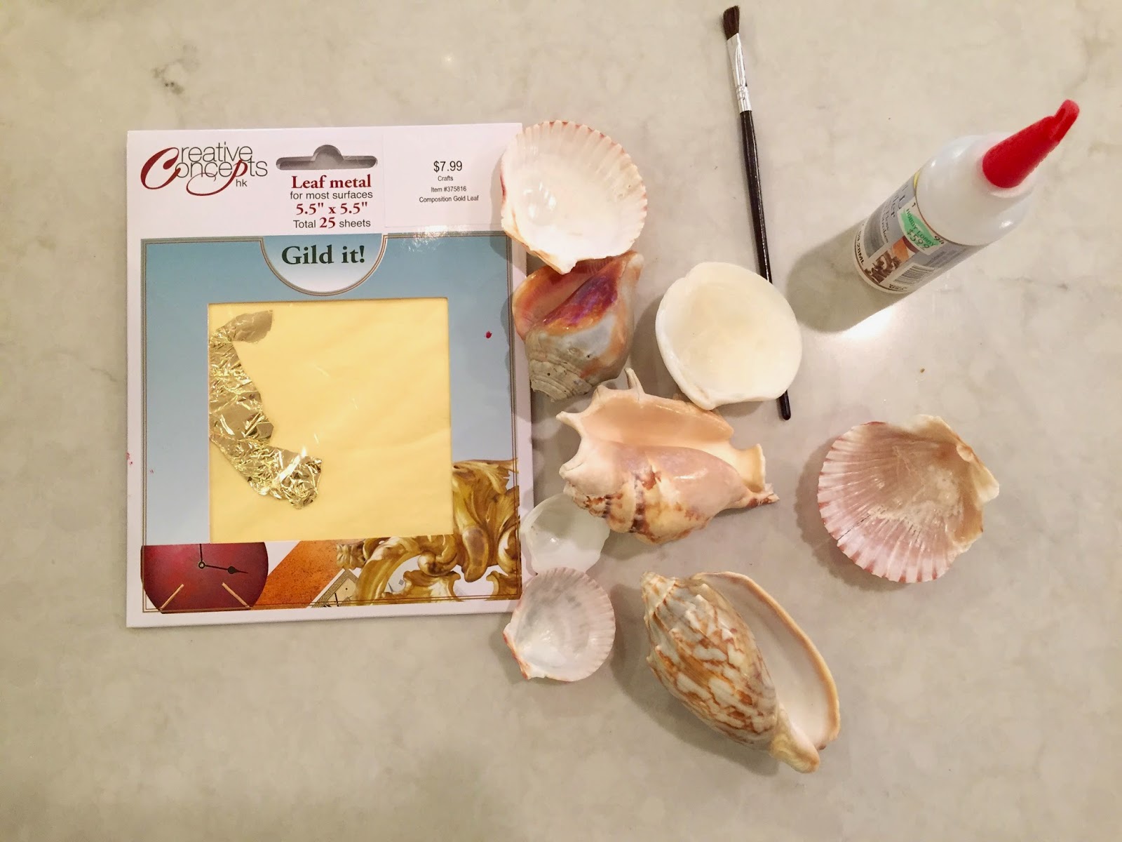 Gold Leaf Shell DIY Tutorial - Eleven Gables