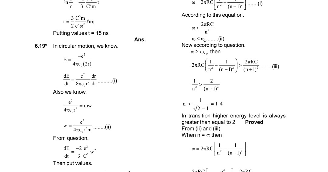 SOLUTIONS TO I E IRODOV BY RKH: 6.19, 6.20, 6.21