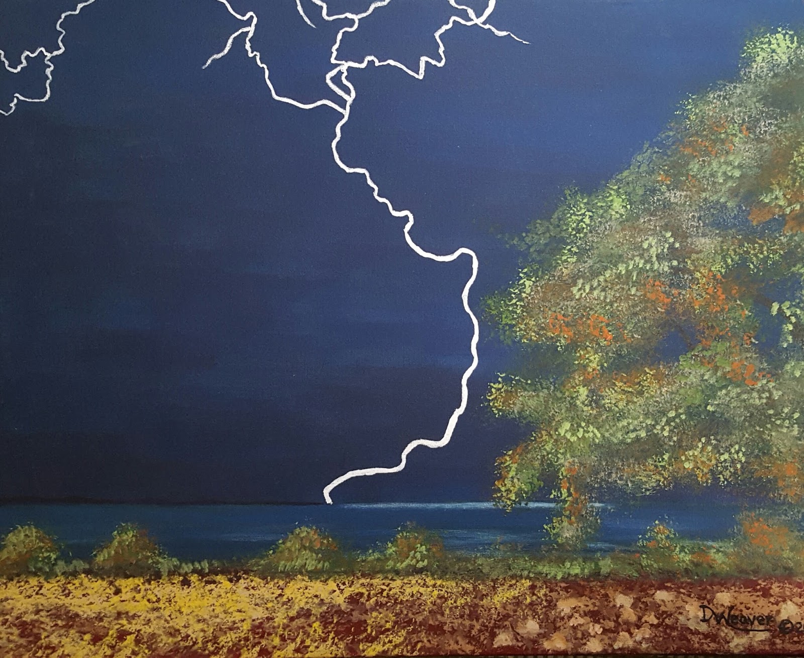 Dee's Drawings and Paintings: Acrylic Painting of a Lightning Strike