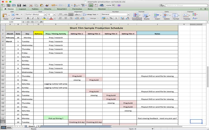 Melissa Moore Television Journal: PRE-PRODUCTION: Pre-production Schedule 1