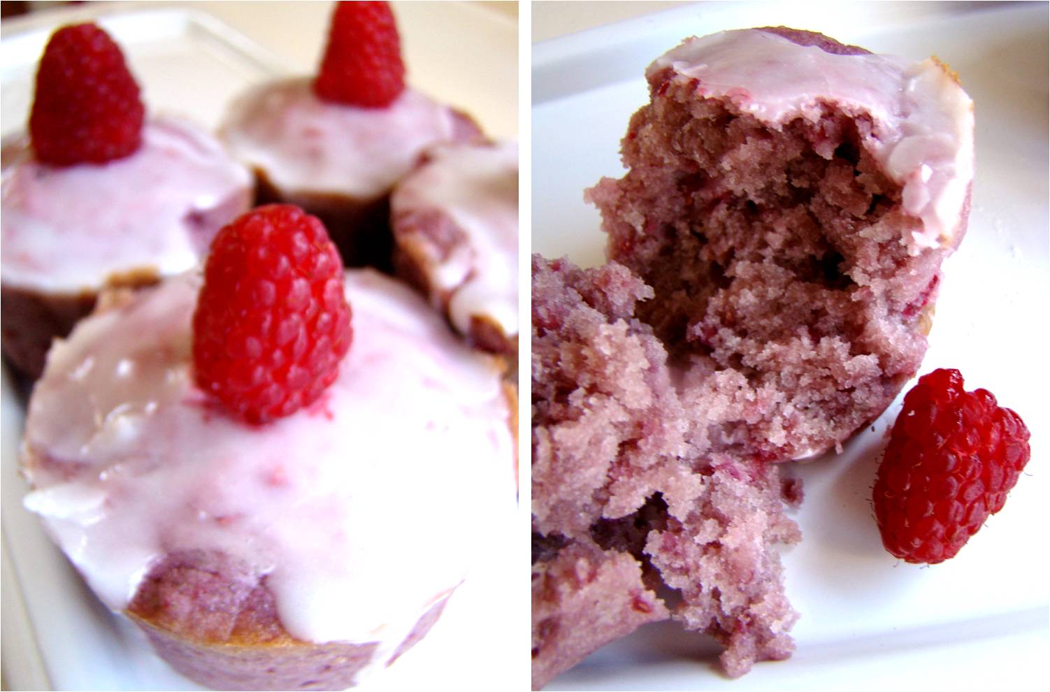 Raspberry cupcakes with lemon glaze