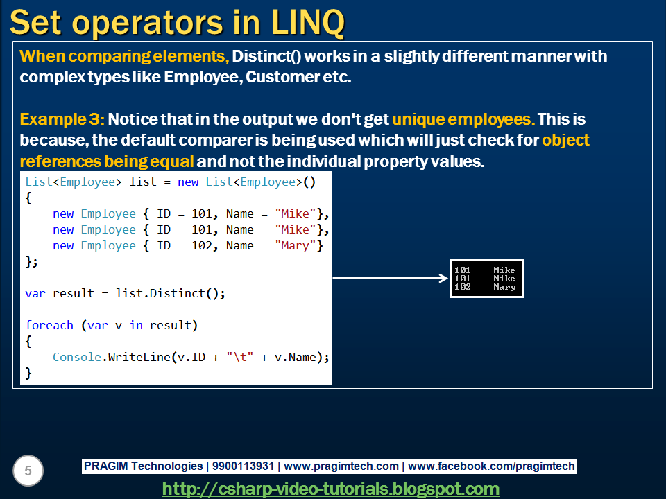 Sql Server Net And C Video Tutorial Part 26 Set Operators In Linq 4283
