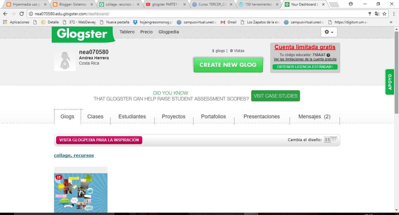 Sistemas de Hipermedia, sus usos y aplicaciones: Glogster: como hacer póster digitales interactivos