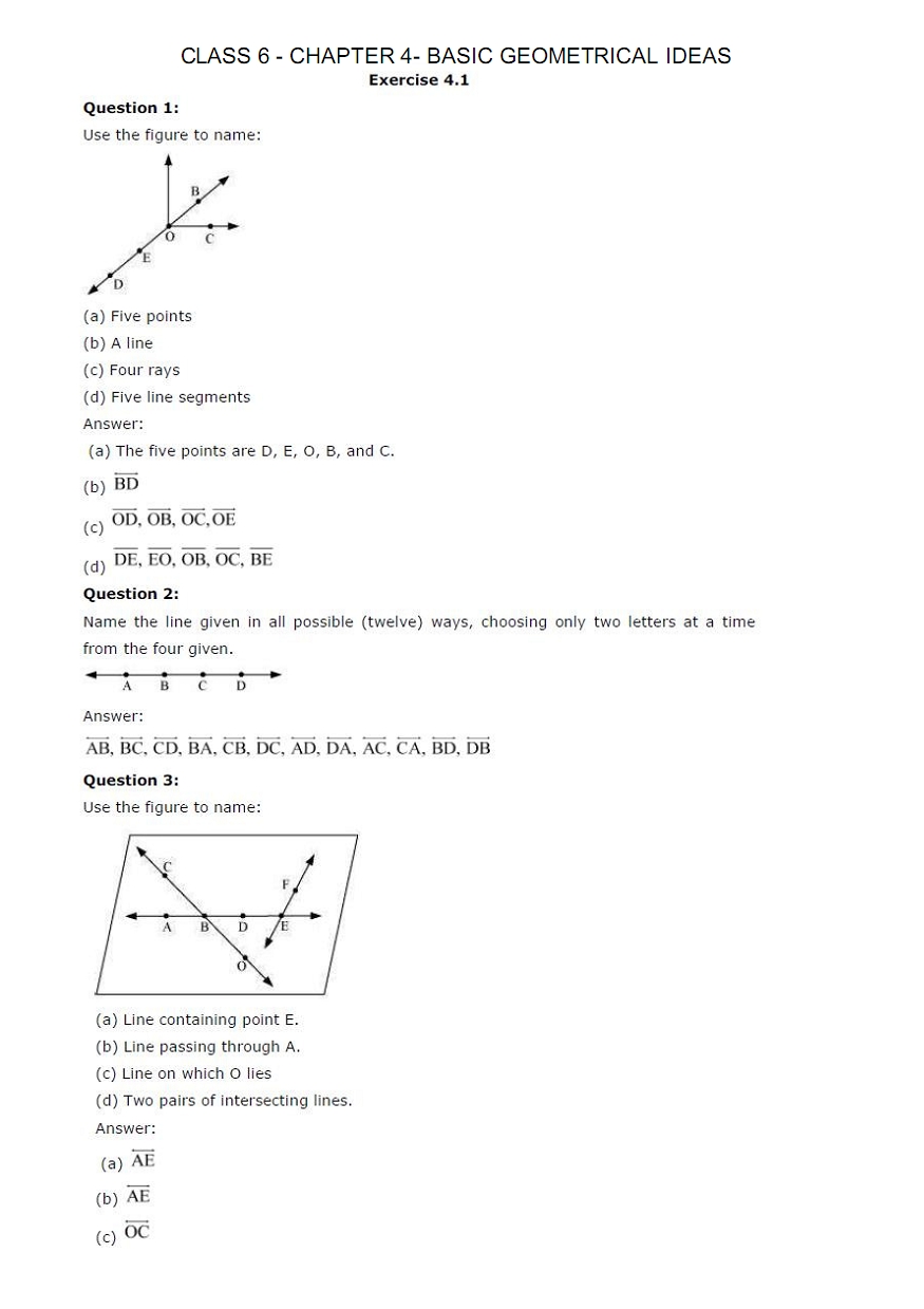 CBSE-MATH: 6th NCERT CH 4 - Basic Geometrical Ideas