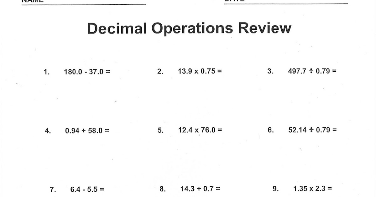 Mrs. White's 6th Grade Math Blog: DECIMAL OPERATIONS REVIEW