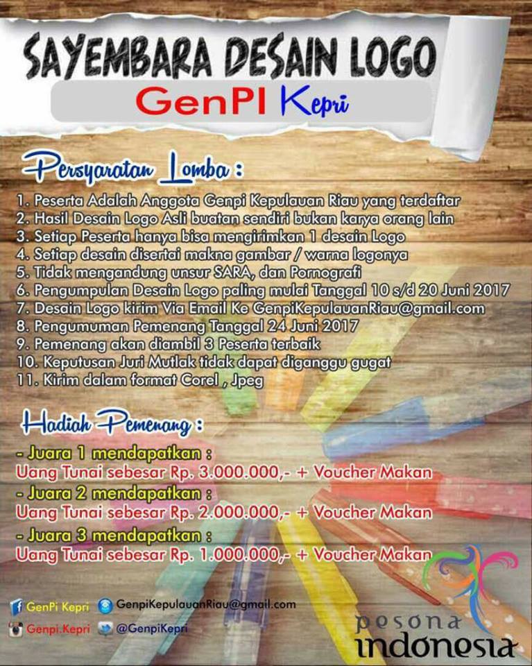 Pemenang Sayembara Desain Logo Genpi Kepri 2017 - Generasi Pesona ...