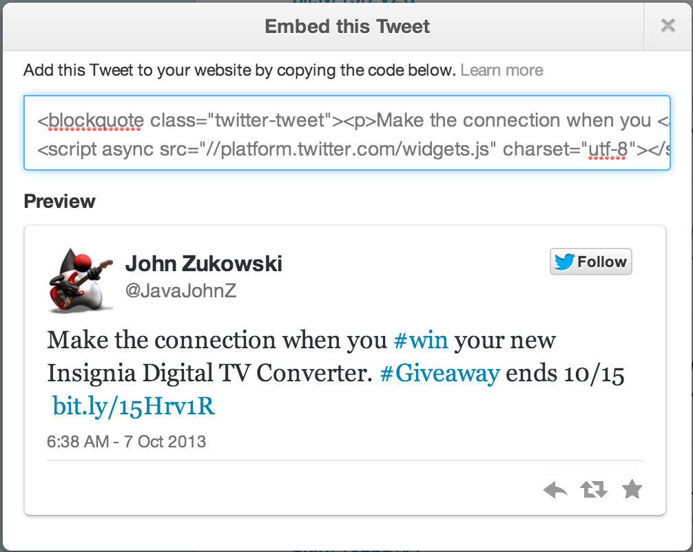 Java John Zs How To Add Embedded Tweets To Blog Posts