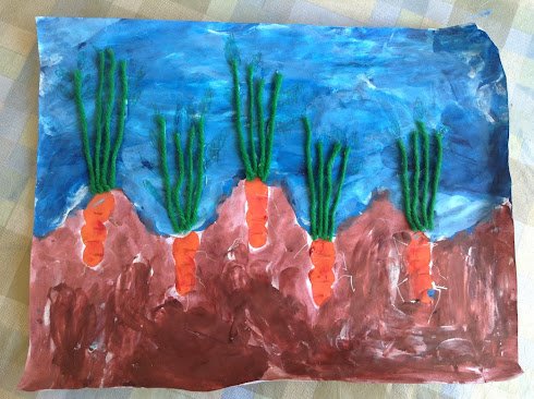 Carrot Theme Activity | Carrot Art: Easy Finger Painted Carrot Patch ...