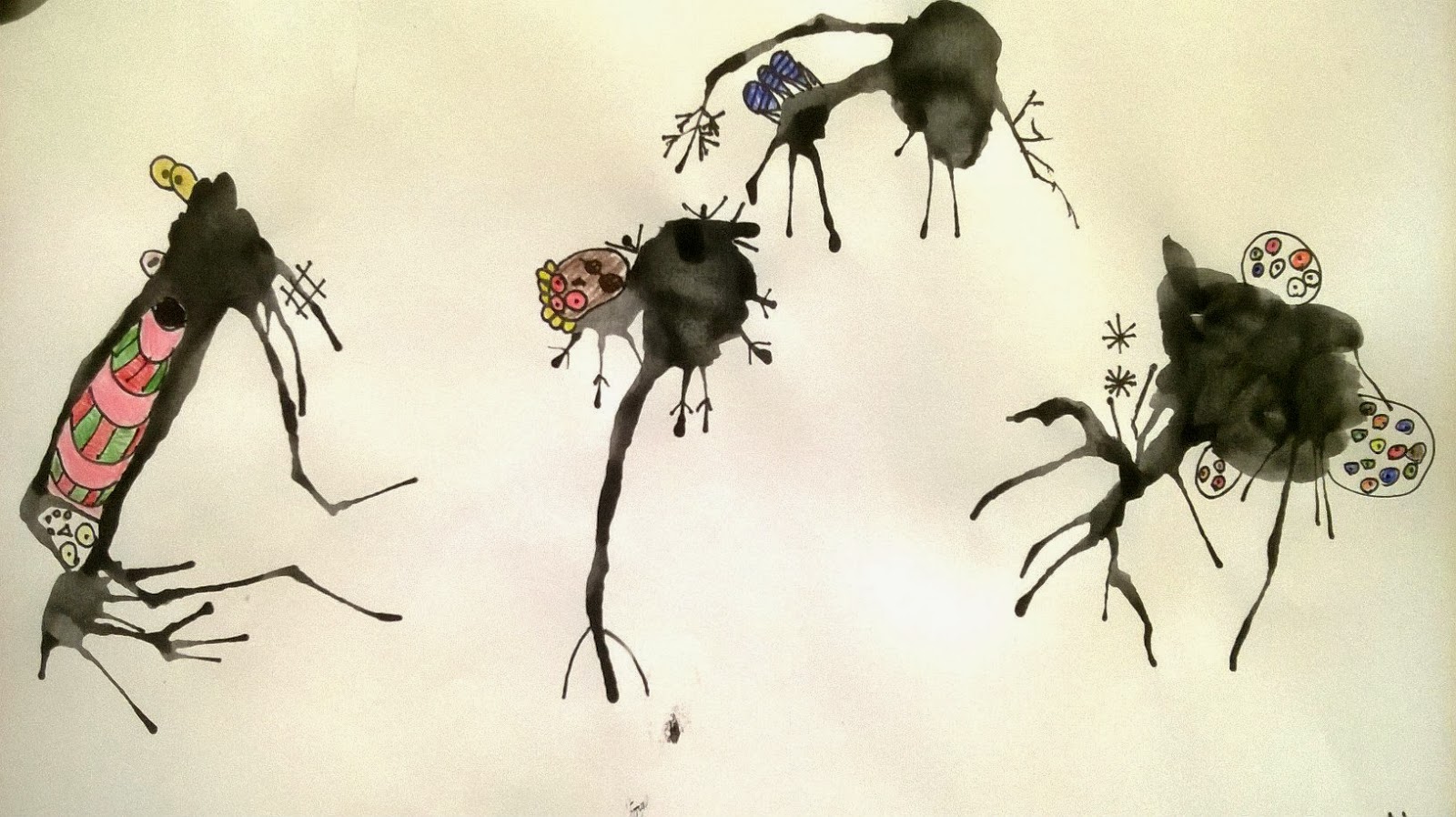 King Elementary Art Room: 4th Grade Organic & Geometric Shape Ink Monsters