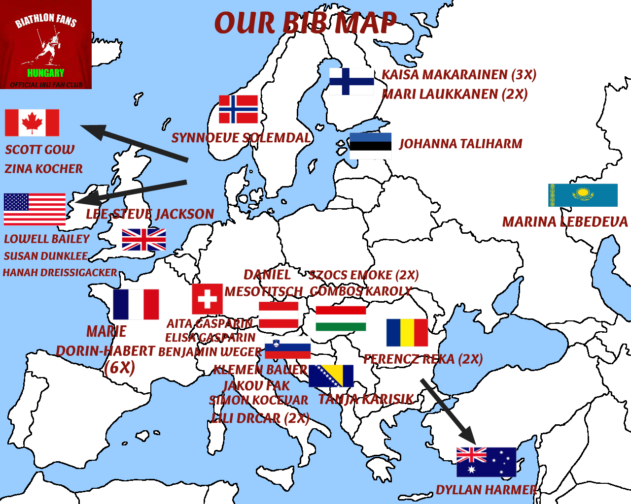 Biathlon Fans Hungary: Our "bib map"